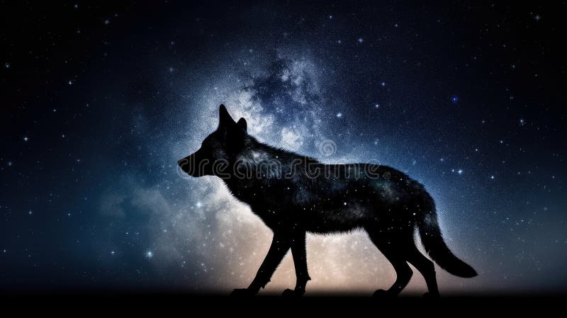 Wolf in Cosmic Space. Gnerative Ai. Stock Illustration - Illustration ...