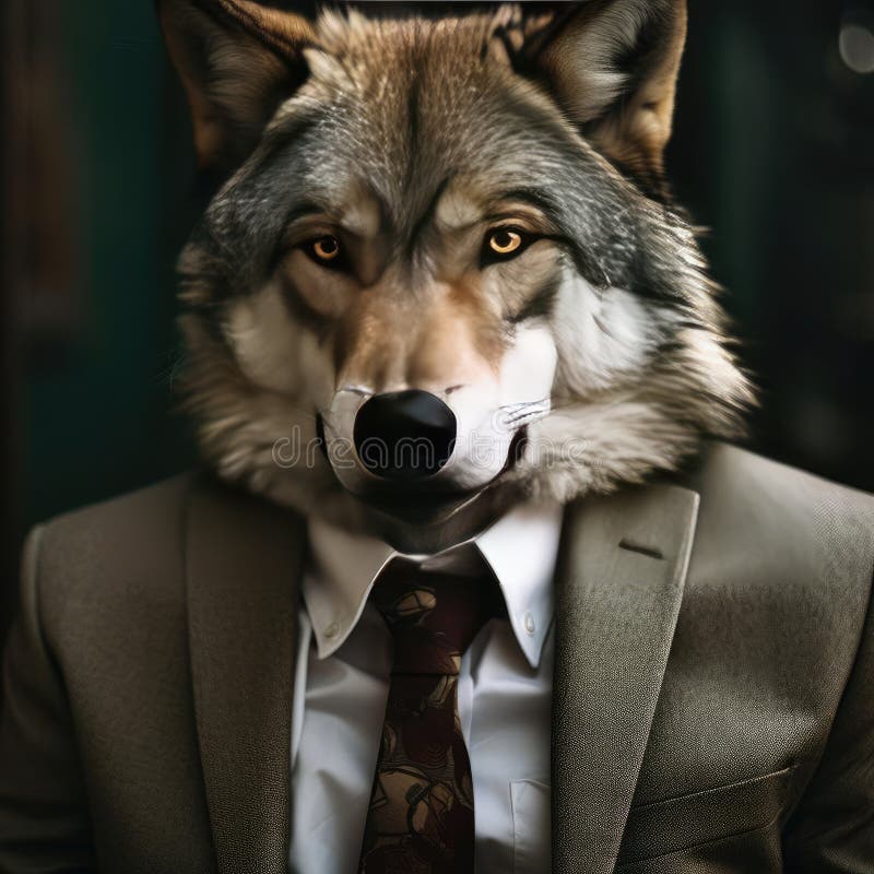 Wolf in costume stock illustration. Illustration of finance - 299125133