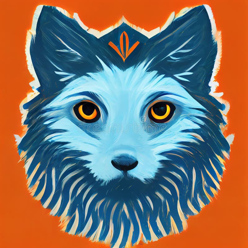 Wolf Cub Art Portrait. Digital Illustration Based on Render by Neural ...