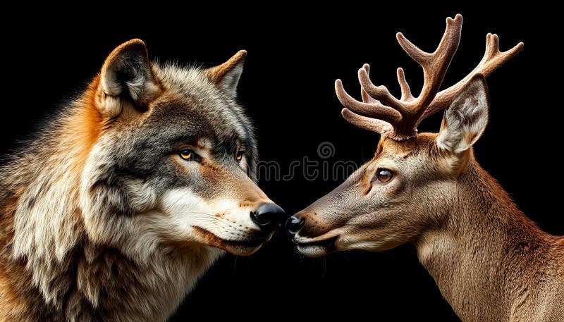 Wolf and Deer a Captivating Study in Contrast, Wildlife Portrait on ...