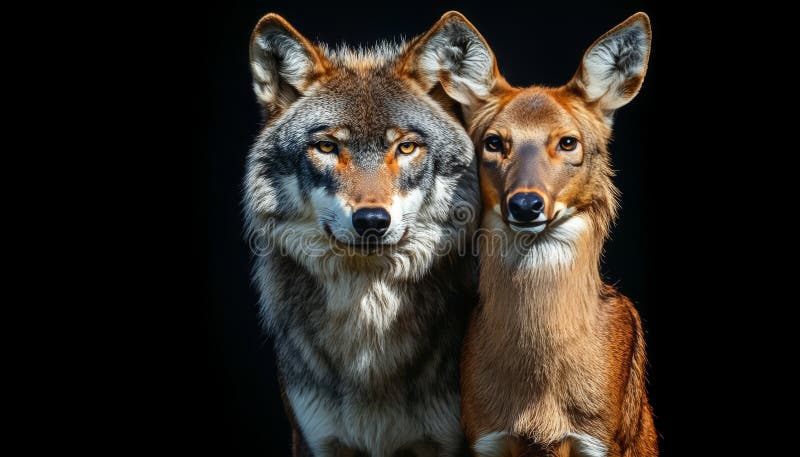 Wolf and Deer a Captivating Study in Contrast, Wildlife Portrait on ...