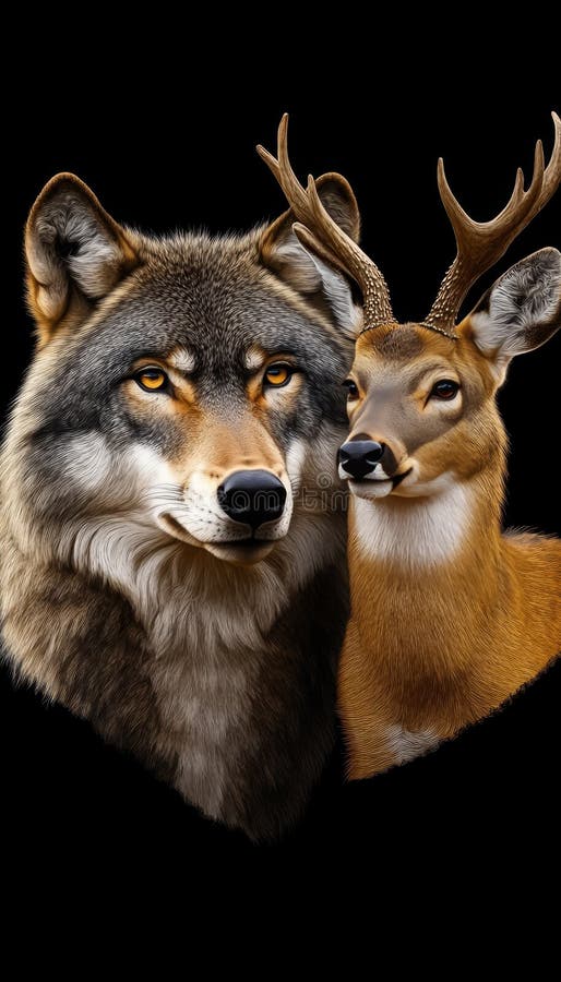 Wolf and Deer a Captivating Study of Contrast, Wildlife Portrait on ...