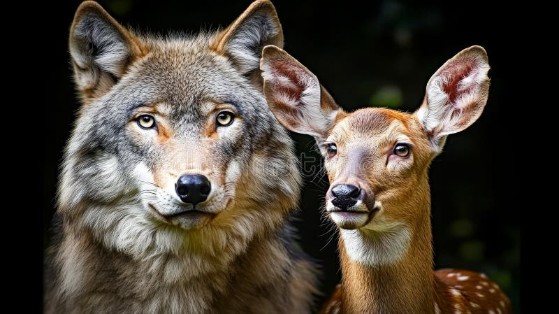 Wolf and Deer, Symbols of Wilderness Predators and Prey, Powerful ...