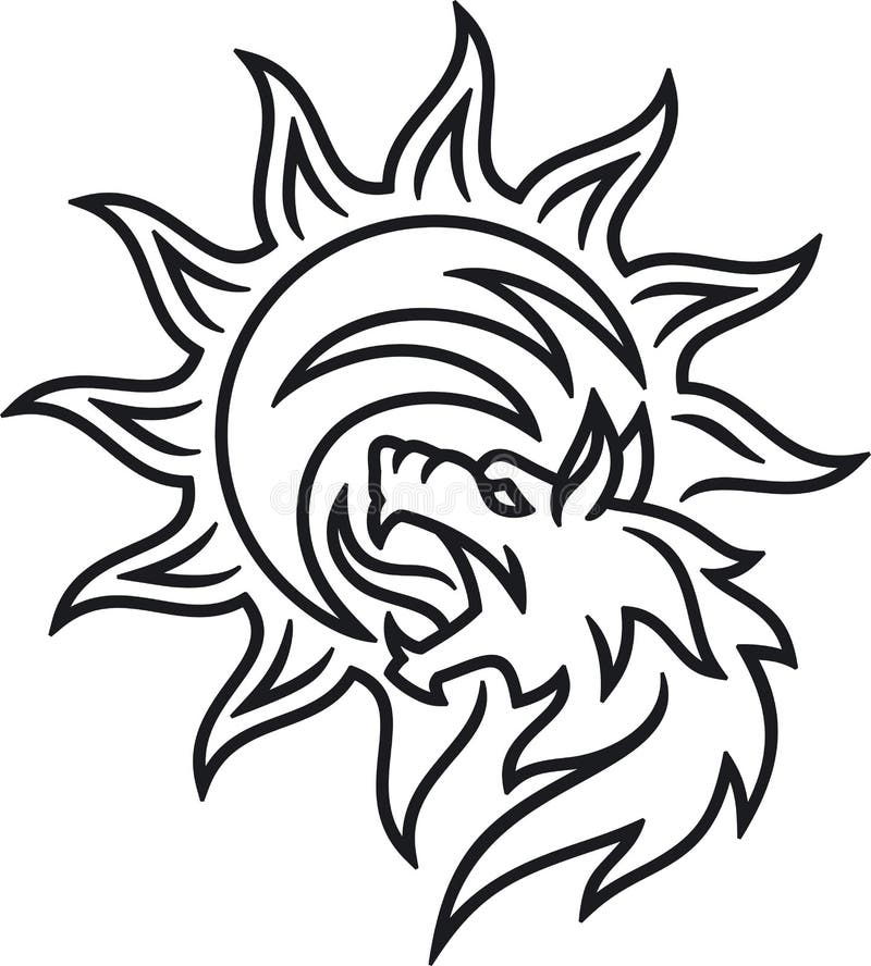 Wolf Devouring the Sun. Abstract Illustration Stock Vector ...