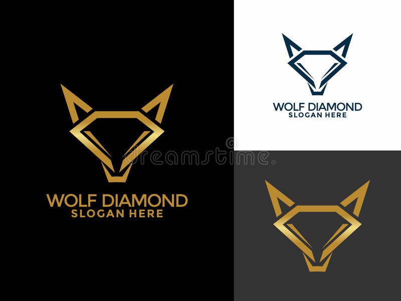 Wolf Diamond Head Logo Design. Luxury Modern Wolf Diamond Logo Vector ...