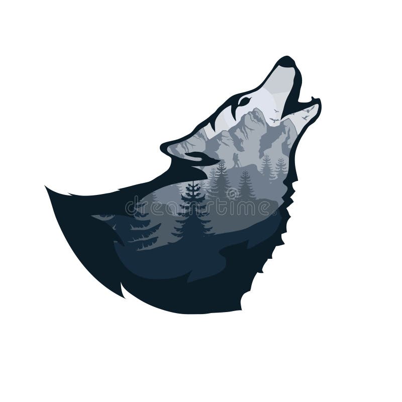 Wolf Double Exposure. Wildlife for Your Design, Outdoors Symbol Wolf ...