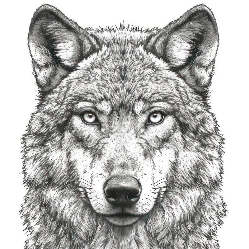 Wolf Drawing Coloring Book Page Stock Illustration - Illustration of ...