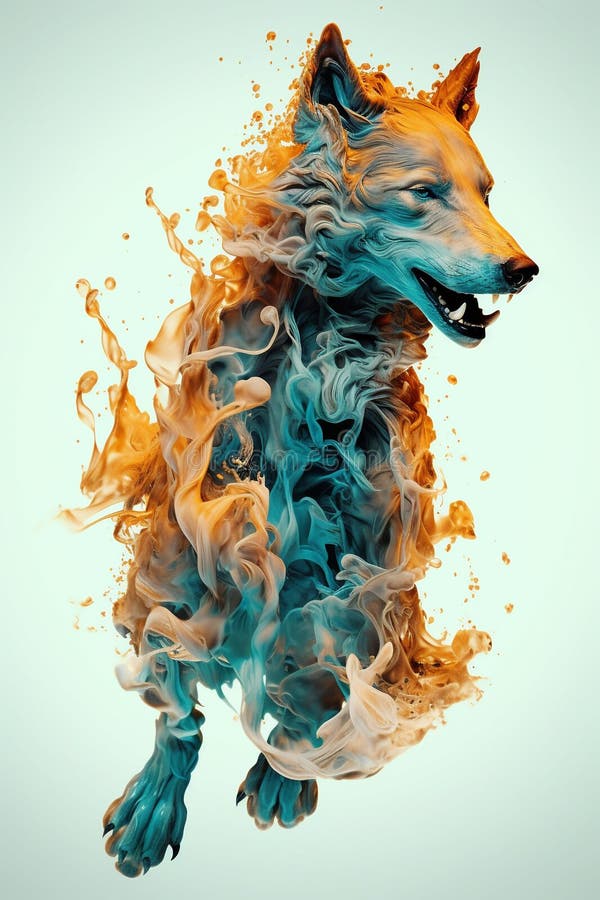 Wolf in Dynamic Movements. Generative Ai Stock Illustration ...
