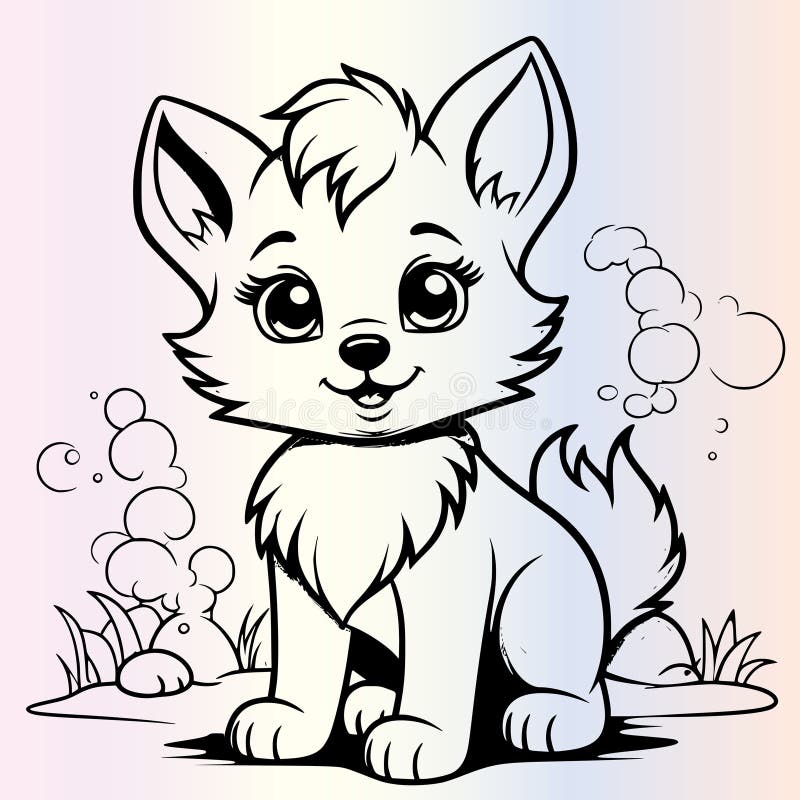 Wolf Face Coloring Pages Drawing for Kids Stock Vector - Illustration ...