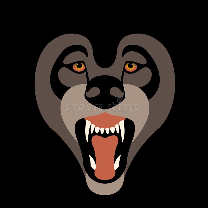 Wolf Face Front View, Flat Style ,vector Stock Vector - Illustration of ...