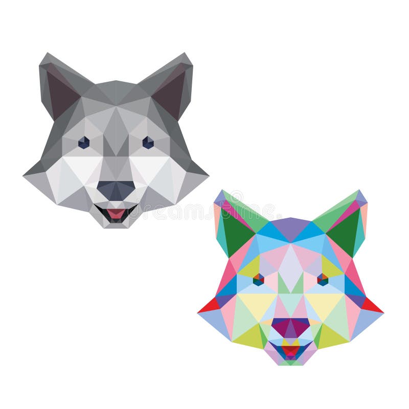 Wolf Face with Polygonal Geometric Style Stock Vector - Illustration of ...