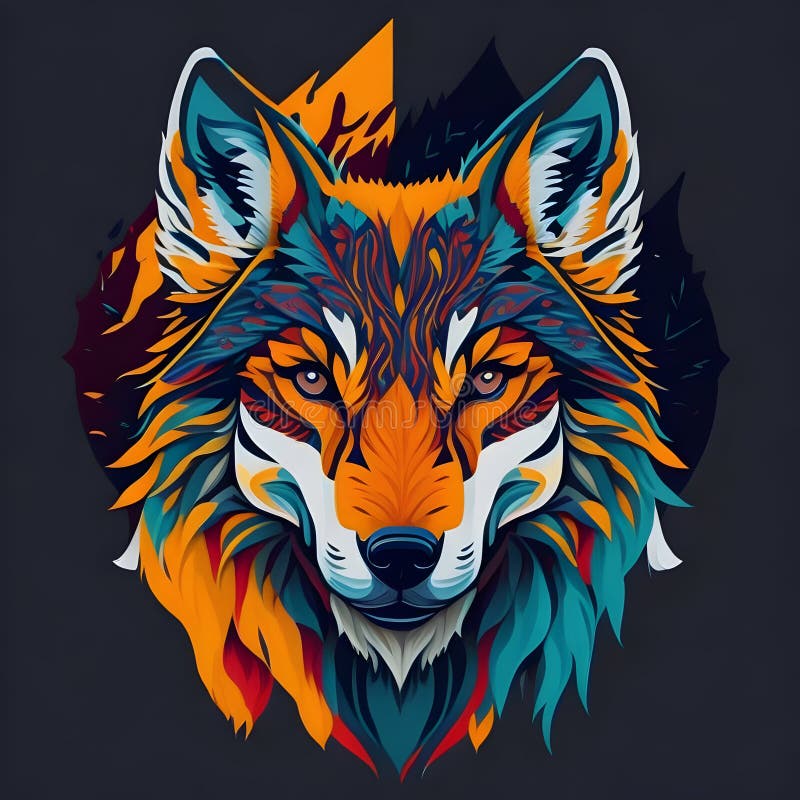 Wolf Face Sticker Illustration. AI Generated. Stock Illustration ...