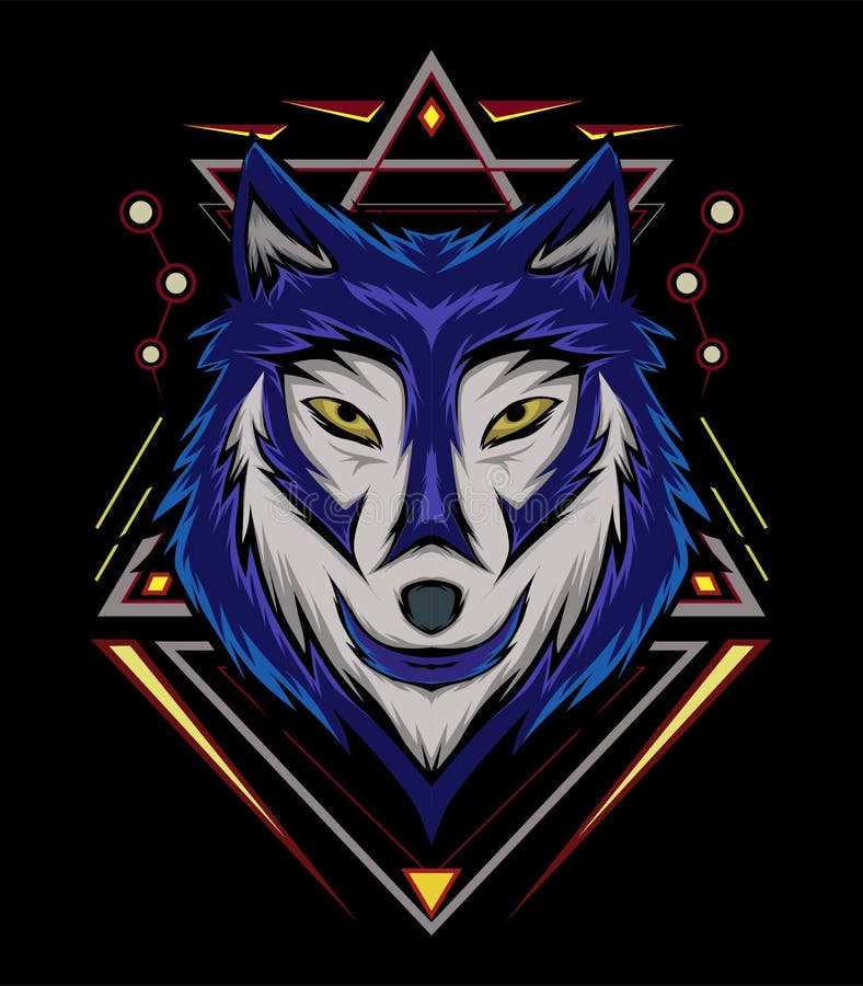 Blue Wolf Vector Illustration, Head Wolves Stock Illustration ...