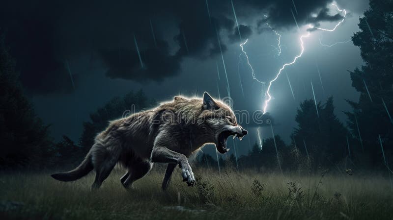 Wolf Lightning Stock Illustrations – 170 Wolf Lightning Stock ...
