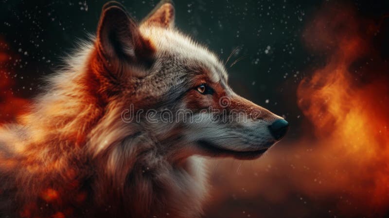 Wolf in Flame. Loop Animation. Stock Video - Video of fire, mammal ...