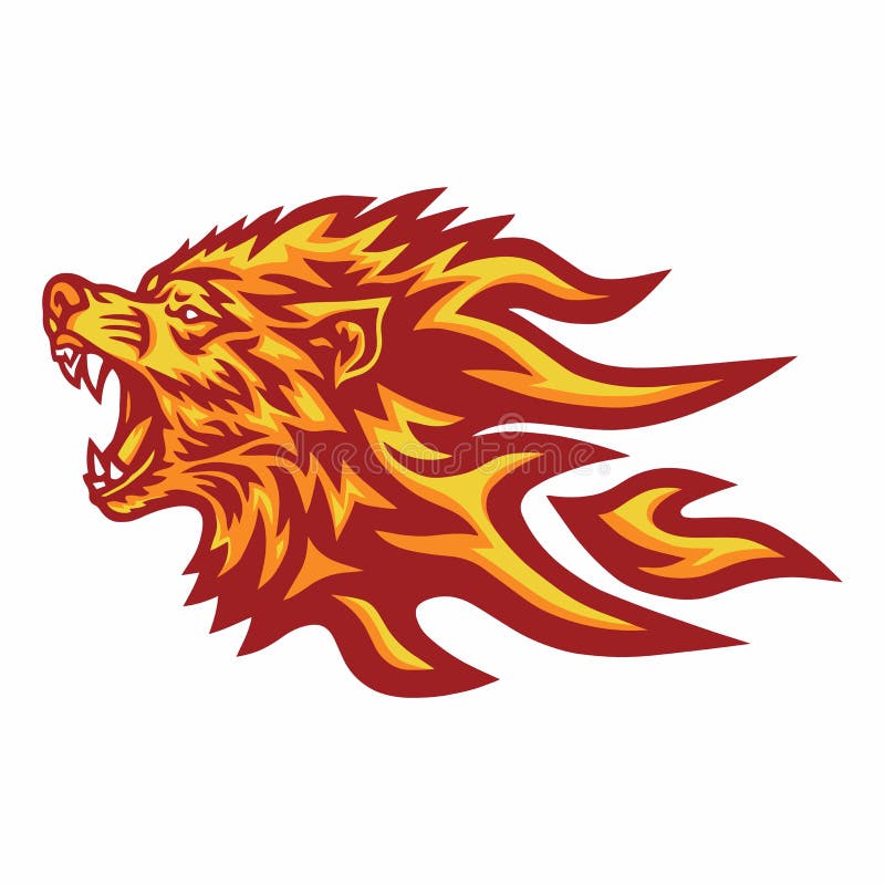 Wolf Flaming Fire Head Logo Vector Mascot Design Stock Vector ...