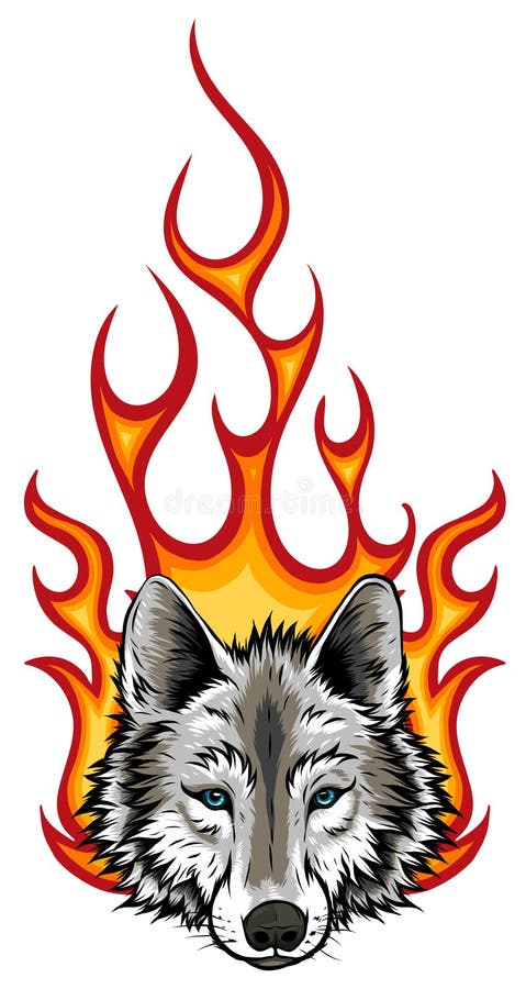 Wolf Flaming Fire Logo Vector Mascot Design Stock Vector - Illustration ...