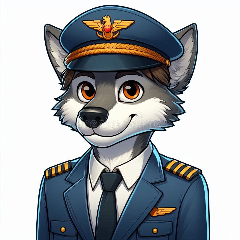Wolf in Flight Captain Uniform Stock Illustration - Illustration of ...