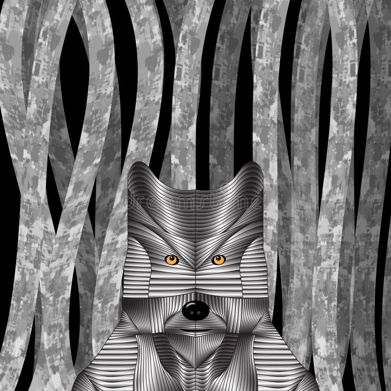 Wolf in the Forest stock illustration. Illustration of digital - 77279558