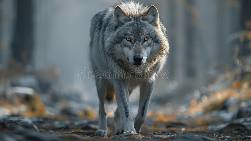 Wolf in the Forest stock illustration. Illustration of canidae - 333633154