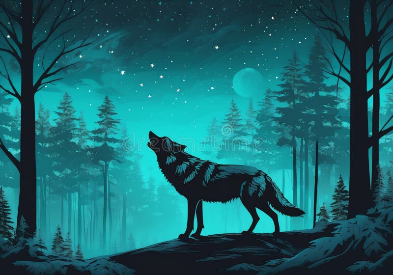 Wolf in the Forest at Night. Stock Image - Image of mammal, howl: 297550667