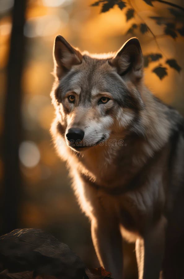Wolf in forest. stock illustration. Illustration of wildlife - 273130129