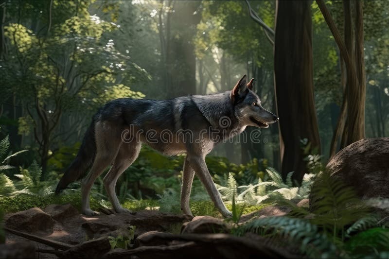 A Wolf in the Forest in Summer Stock Photo - Image of black, hunter ...