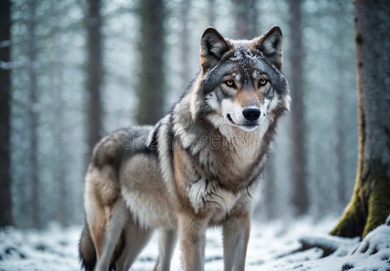 Wolf in the frozen north stock illustration. Illustration of face ...