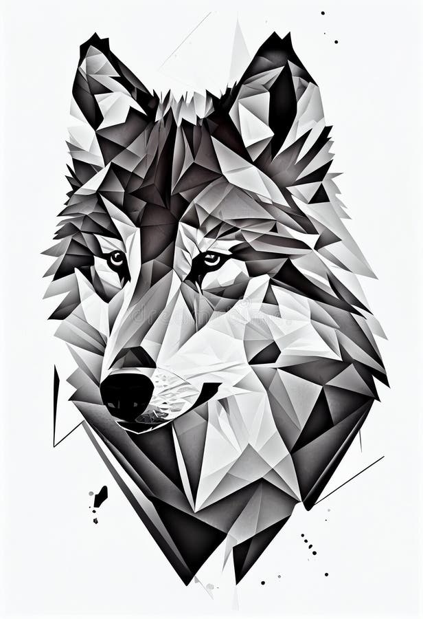 Wolf in Geometric Style on a White Background. AI Generated Stock Image ...