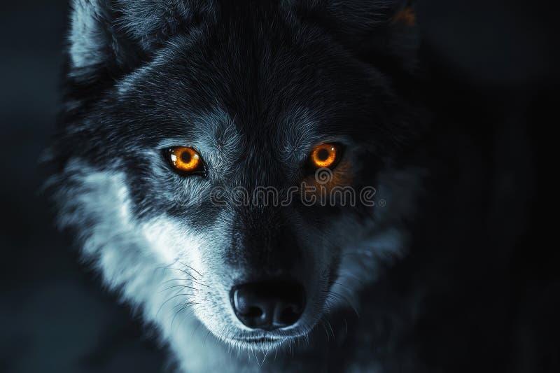 A Wolf with Glowing Eyes Staring at the Camera Stock Photo - Image of ...