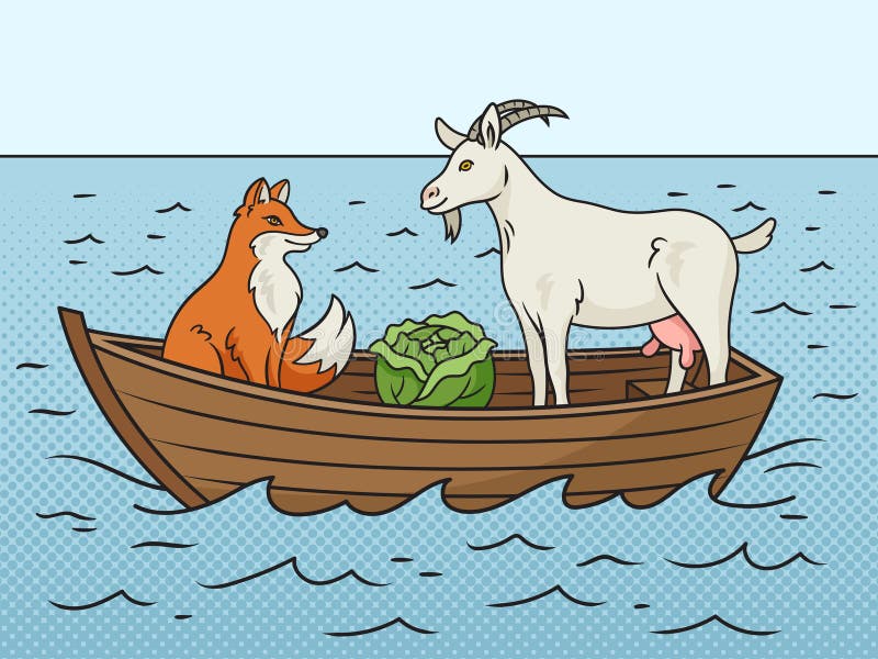 Wolf Goat and Cabbage Problem Vector Hand Drawn Stock Vector ...
