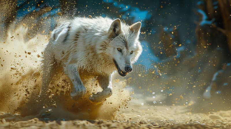 A Wolf and a Goat are Running through the Woods Stock Illustration ...