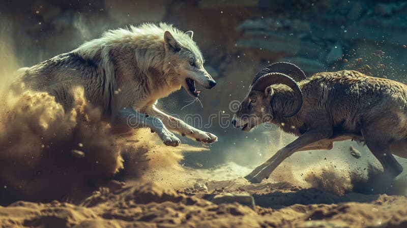 A Wolf and a Goat are Running through the Woods Stock Illustration ...