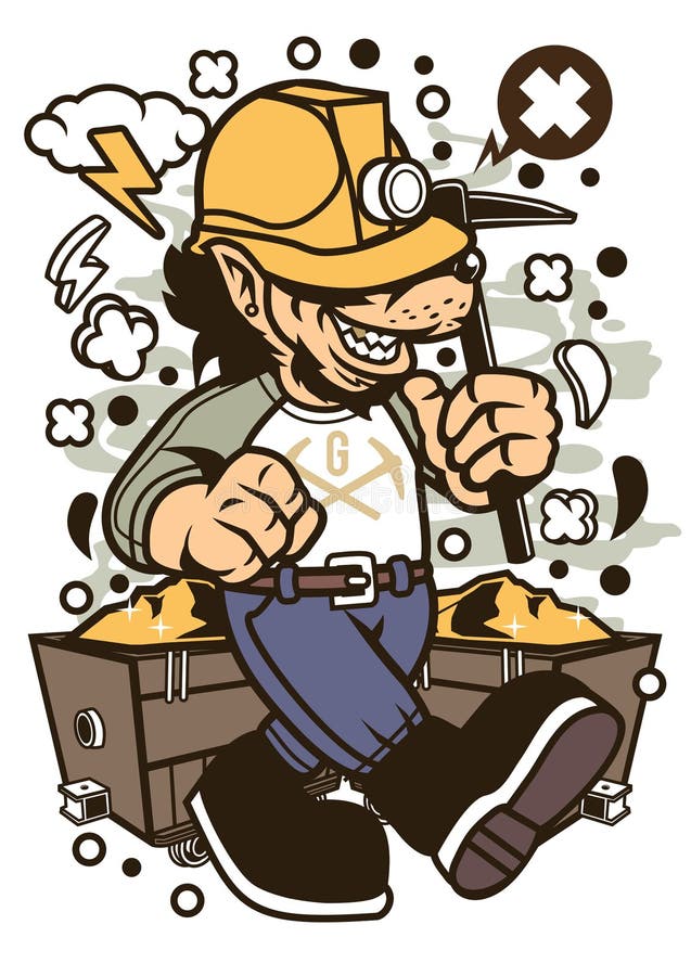 Wolf Gold Miner stock illustration. Illustration of cartoon - 323150690