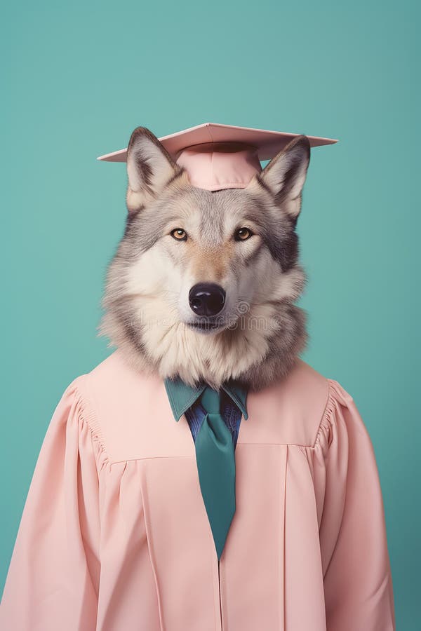 Wolf in Graduation Cap and Gown. Realistic Portrait. Generative AI ...