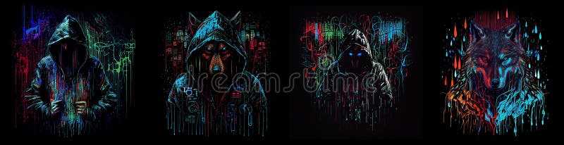 Wolf Hacker Using the Internet. Anonymous Person from Darknet Stock ...