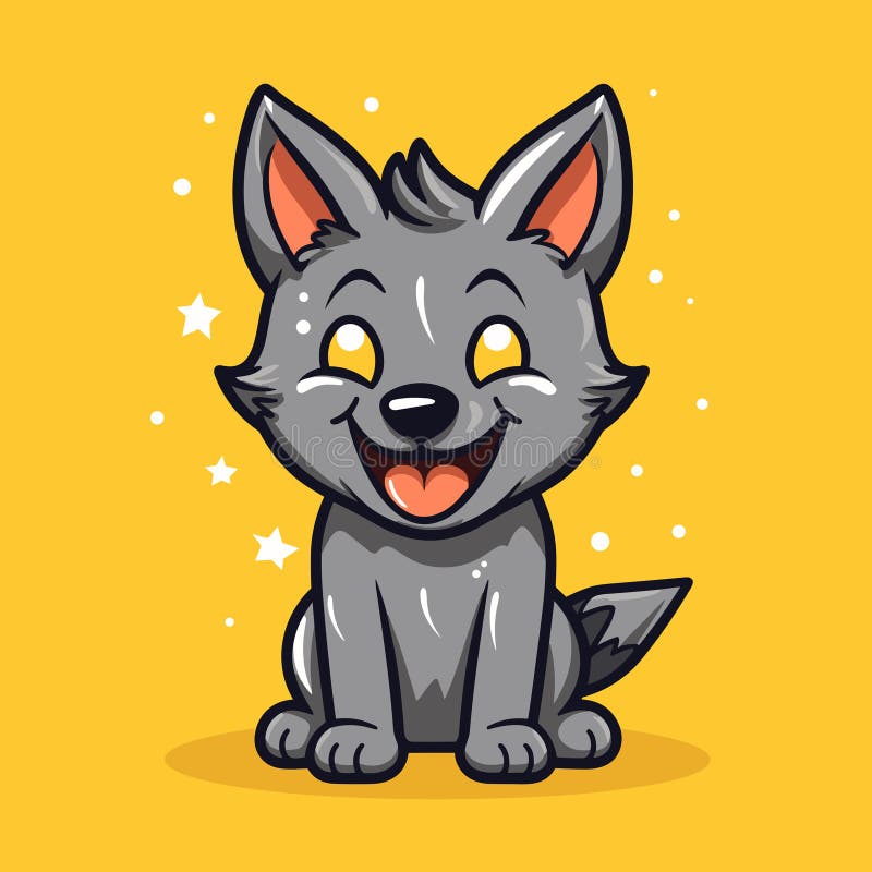 Wolf. Wolf Hand-drawn Comic Illustration. Cute Vector Doodle Style ...