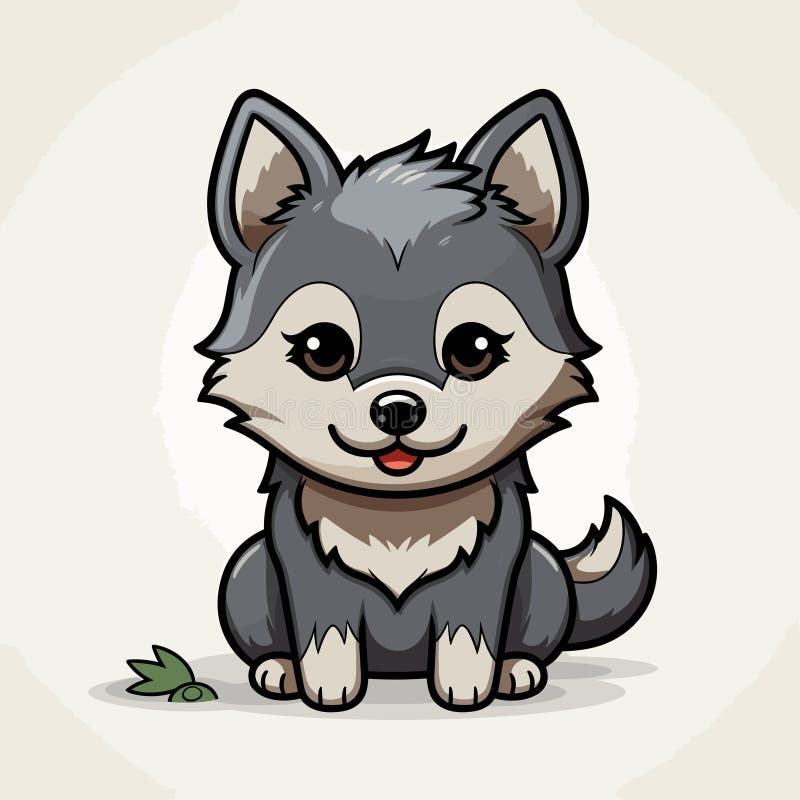 Wolf. Wolf Hand-drawn Comic Illustration. Cute Vector Doodle Style ...