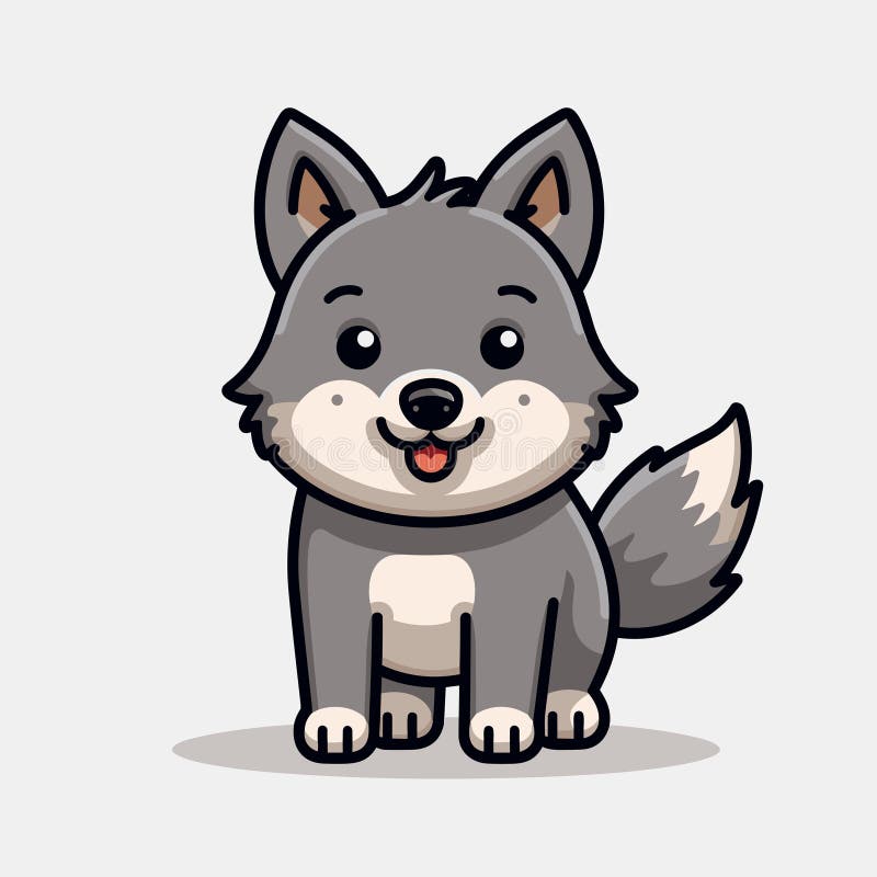Wolf. Wolf Hand-drawn Comic Illustration. Cute Vector Doodle Style ...