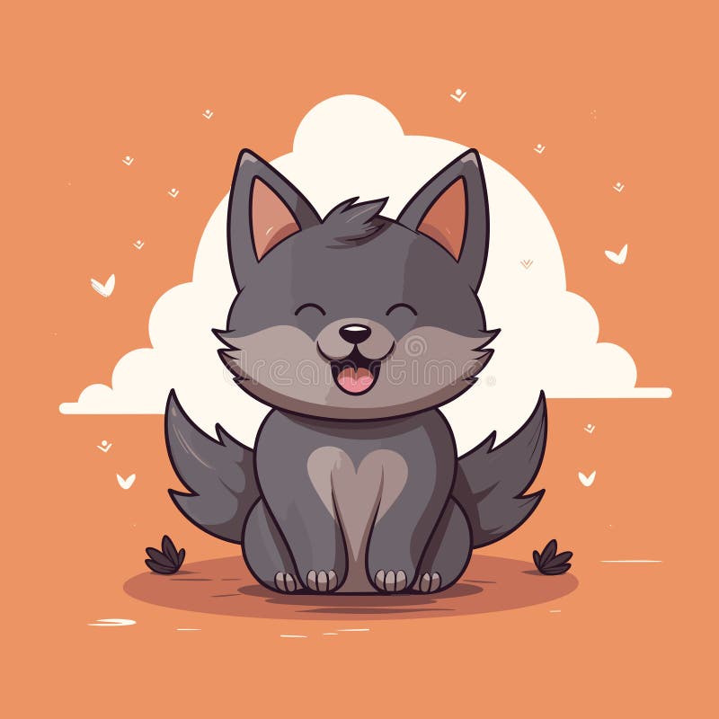 Wolf. Wolf Hand-drawn Comic Illustration. Cute Vector Doodle Style ...
