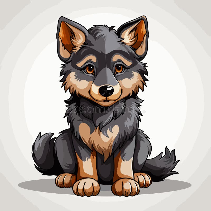 Wolf. Wolf Hand-drawn Comic Illustration. Cute Vector Doodle Style ...