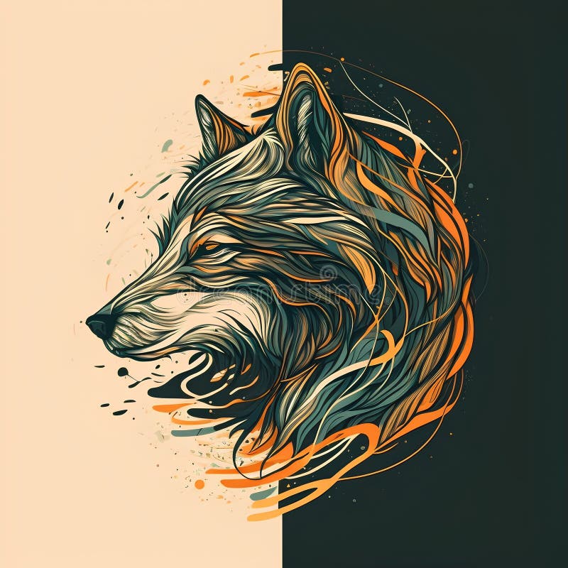 Wolf Head with Abstract Grunge Background. Vector Illustration for Your ...