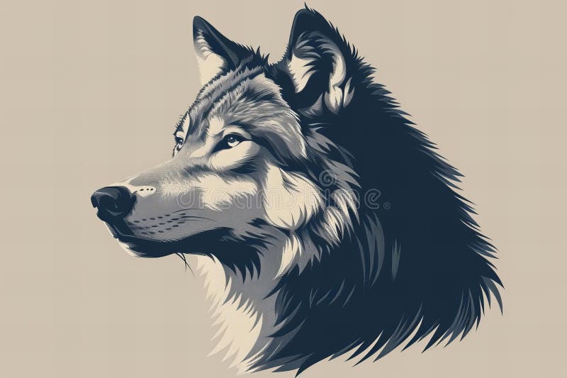 Wolf Head in Black and White Stylized Logo, High Quality, High ...