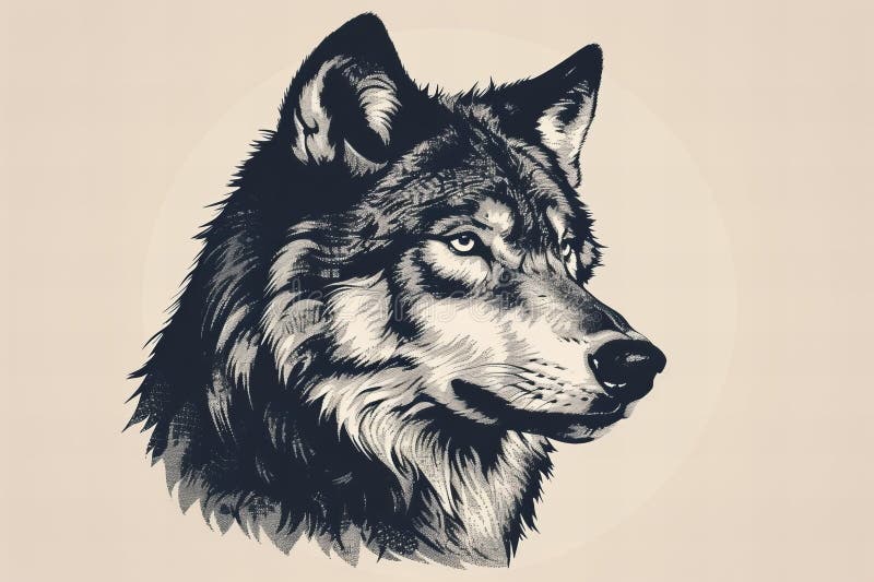 Wolf Head in Black and White Stylized Logo, High Quality, High ...