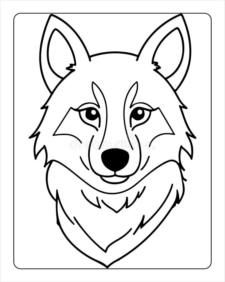 Wolf Head Coloring Page for Kids Stock Vector - Illustration of shape ...