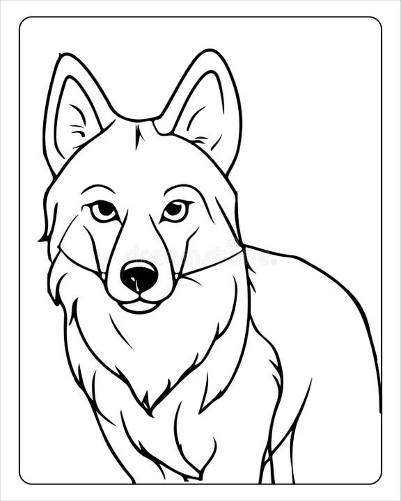 Wolf Head Coloring Page for Kids Stock Vector - Illustration of ...
