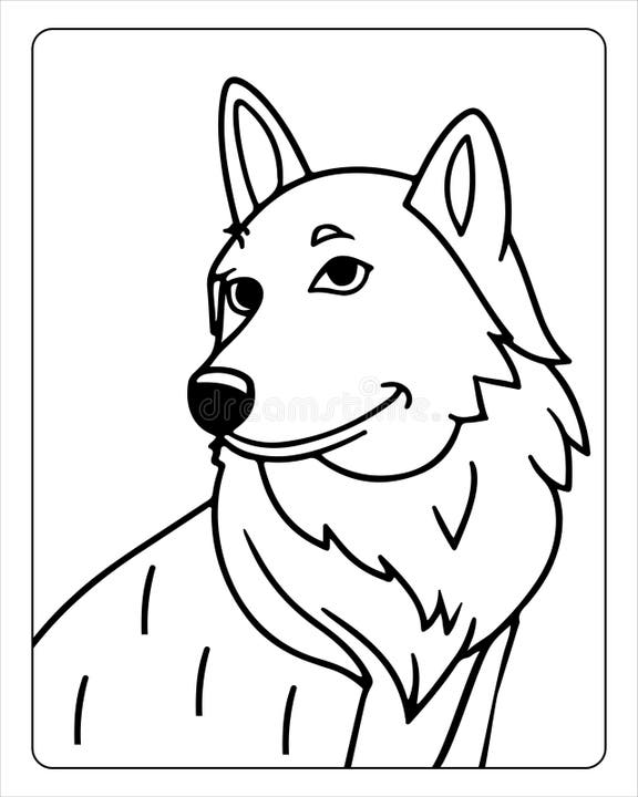 Wolf Head Coloring Page for Kids Stock Vector - Illustration of howling ...