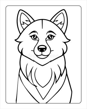 Wolf Head Coloring Page for Kids Stock Vector - Illustration of drawing ...