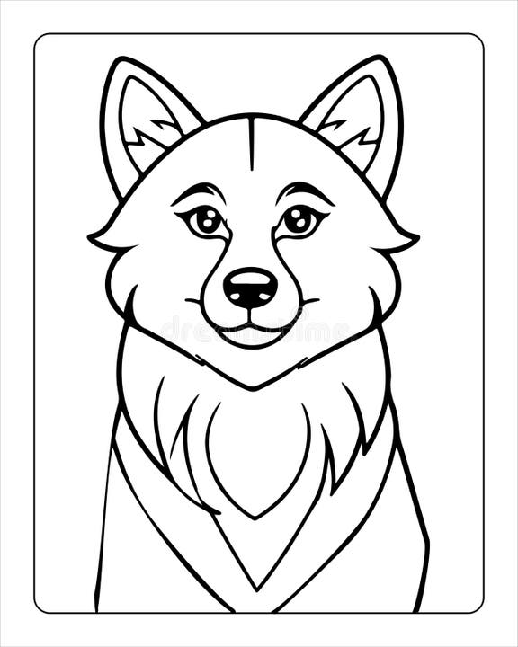 Wolf Head Coloring Page for Kids Stock Vector - Illustration of drawing ...