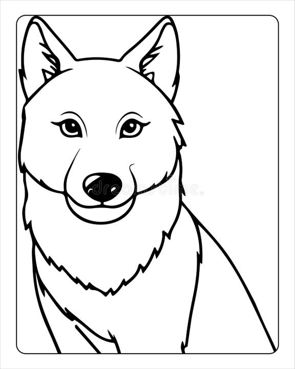 Wolf Head Coloring Page for Kids Stock Vector - Illustration of nature ...